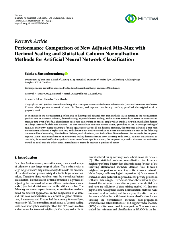 (PDF) Performance Comparison of New Adjusted Min-Max with Decimal Scaling and Statistical Column ...