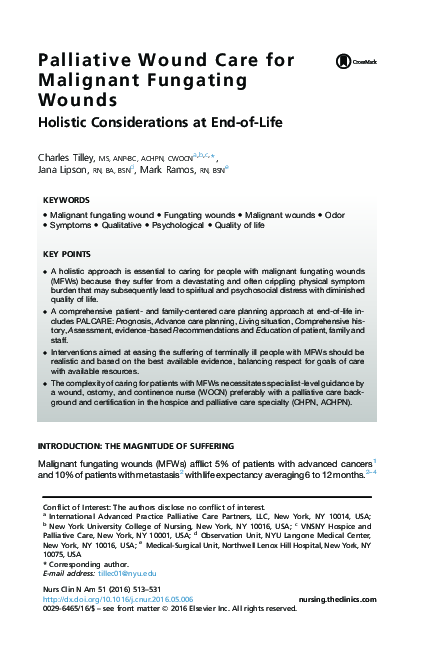 (PDF) Palliative Wound Care for Malignant Fungating Wounds