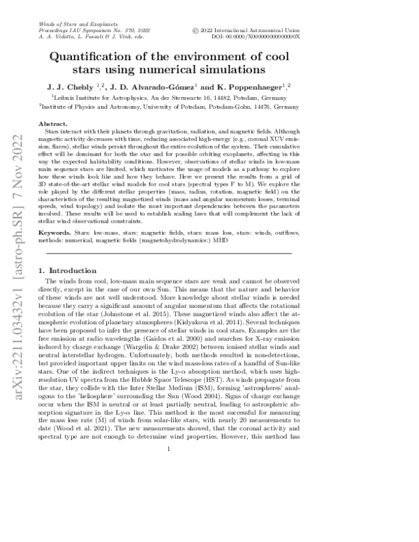 (PDF) Quantification of the environment of cool stars using numerical ...