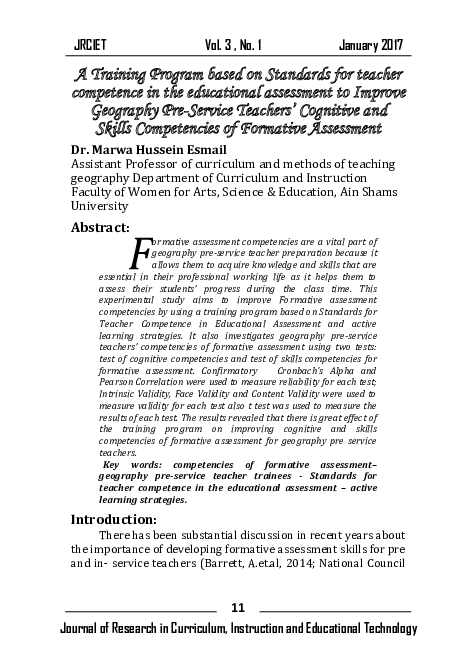 (PDF) A Training Program Based on Standards for Teacher Competence in ...