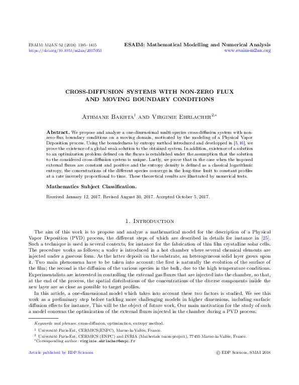 (PDF) Cross-diffusion systems with non-zero flux and moving boundary conditions