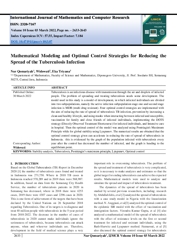 (PDF) Mathematical Modeling and Optimal Control Strategies for Reducing the Spread of the ...