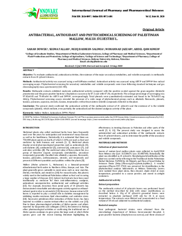 (PDF) Antibacterial, Antioxidant and Phytochemical Analysis of Edible Parts of Potent ...