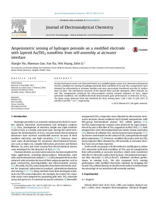 (PDF) Amperometric sensing of hydrogen peroxide on a modified electrode ...