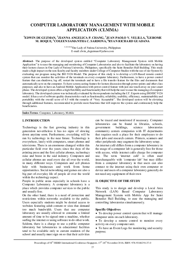 (PDF) Computer Laboratory Management with Mobile Application ( Clmma ) 1