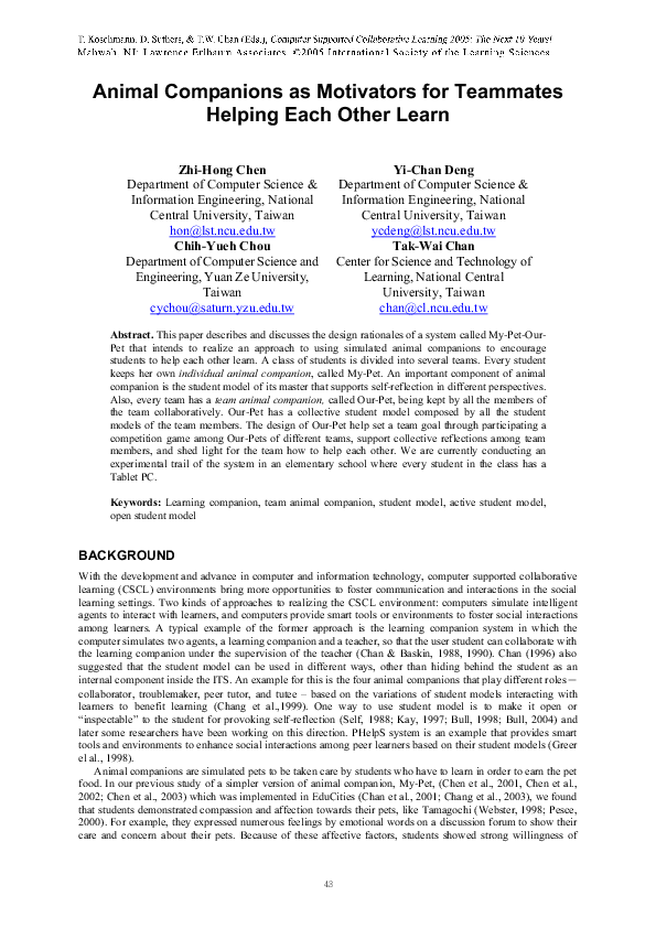 (PDF) Animal companions as motivators for teammates helping each other ...