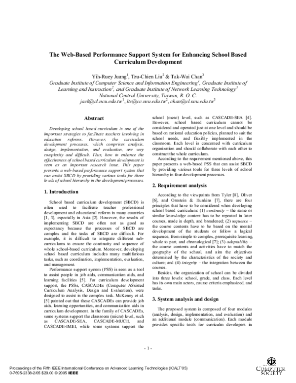 Pdf The Web Based Performance Support System For Enhancing School