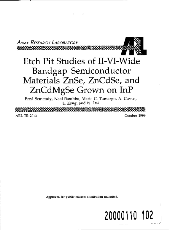 (PDF) Etch Pit Studies of II-VI-Wide Bandgap Semiconductor Materials ...
