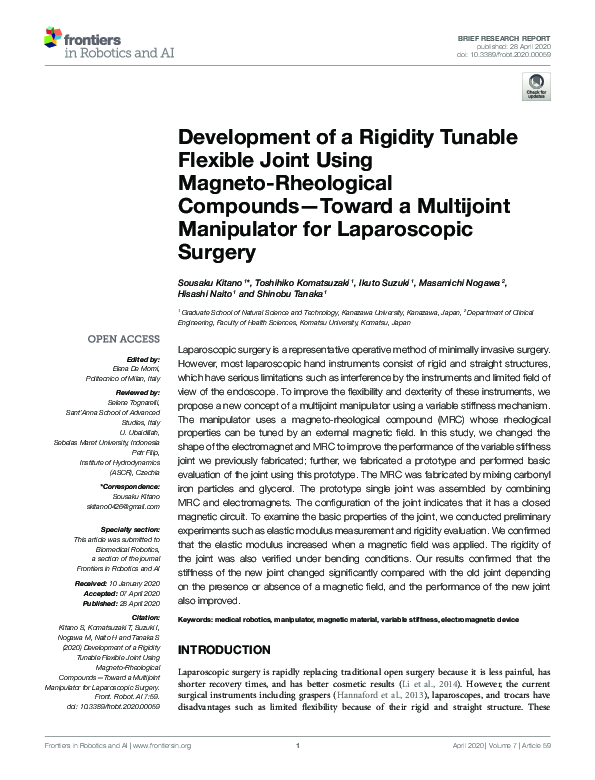 (PDF) Development of a Rigidity Tunable Flexible Joint Using Magneto ...