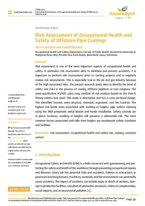 (PDF) Risk Assessment of Occupational Health and Safety of Offshore ...