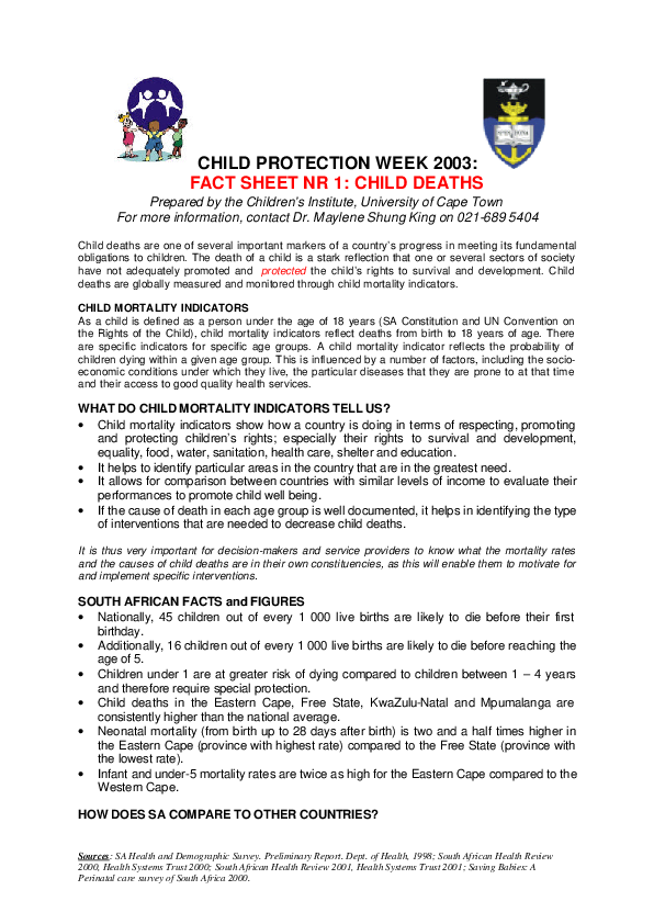 (PDF) Child Protection Week 2003. Fact sheet No. 1: child deaths
