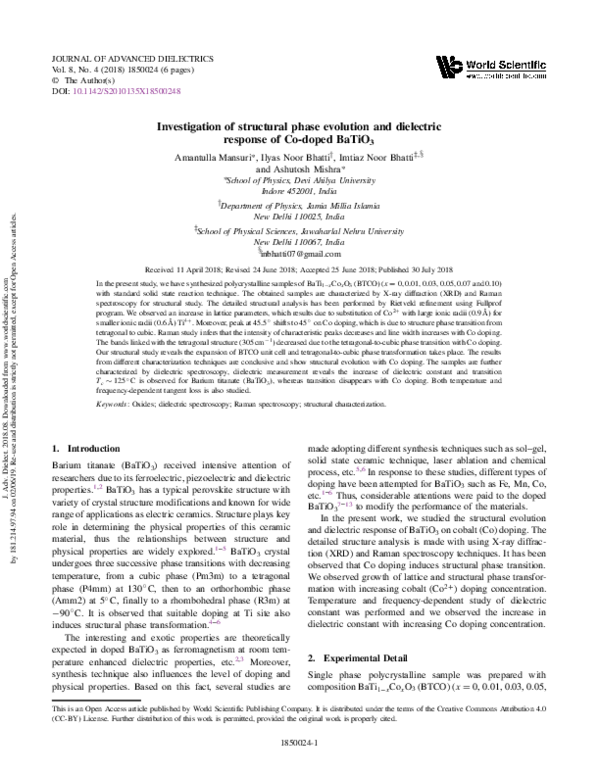 Pdf Investigation Of Structural Phase Evolution And Dielectric