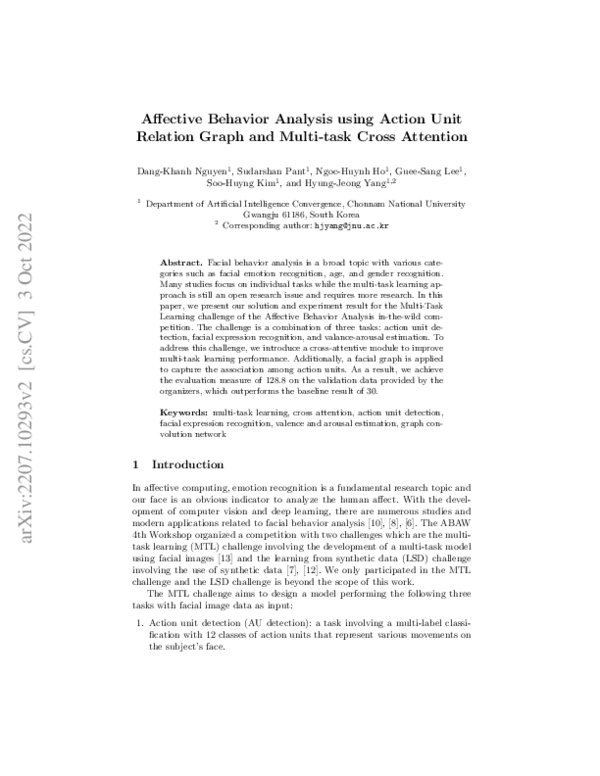 (PDF) Affective Behavior Analysis using Action Unit Relation Graph and ...