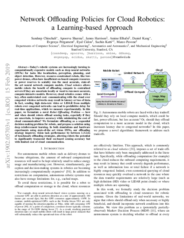 (PDF) Network Offloading Policies for Cloud Robotics: A Learning-Based Approach