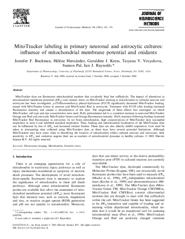 (PDF) MitoTracker labeling in primary neuronal and astrocytic cultures ...