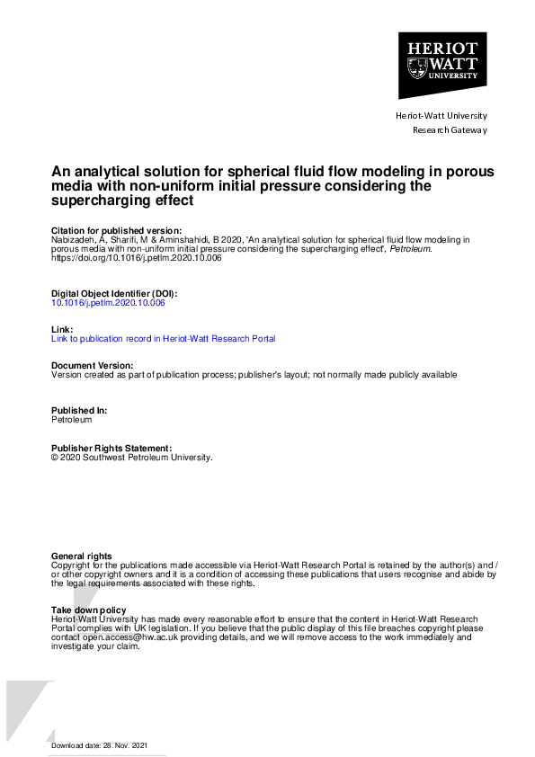 (PDF) An analytical solution for spherical fluid flow modeling in ...