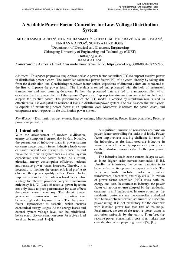 (PDF) A Scalable Power Factor Controller for Low-Voltage Distribution System