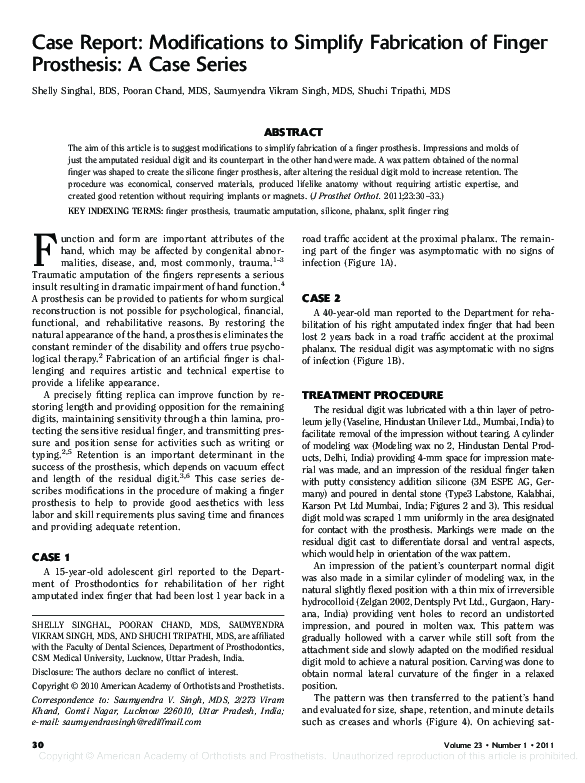 (PDF) Case Report: Modifications to Simplify Fabrication of Finger ...