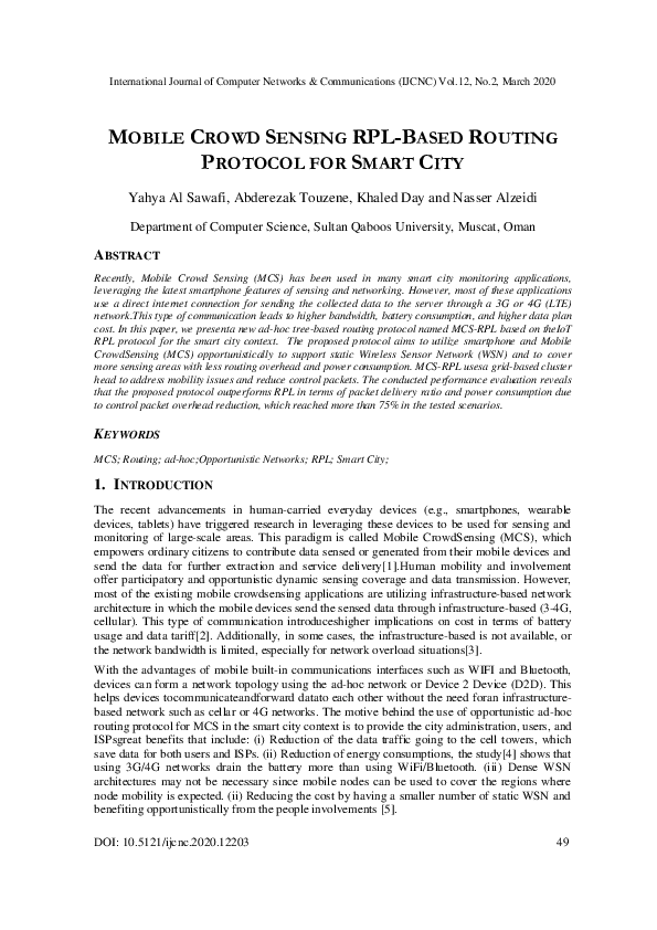 (PDF) Mobile Crowd Sensing RPL-based Routing Protocol for Smart City