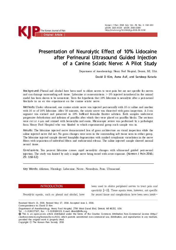 (PDF) Presentation of Neurolytic Effect of 10% Lidocaine after ...