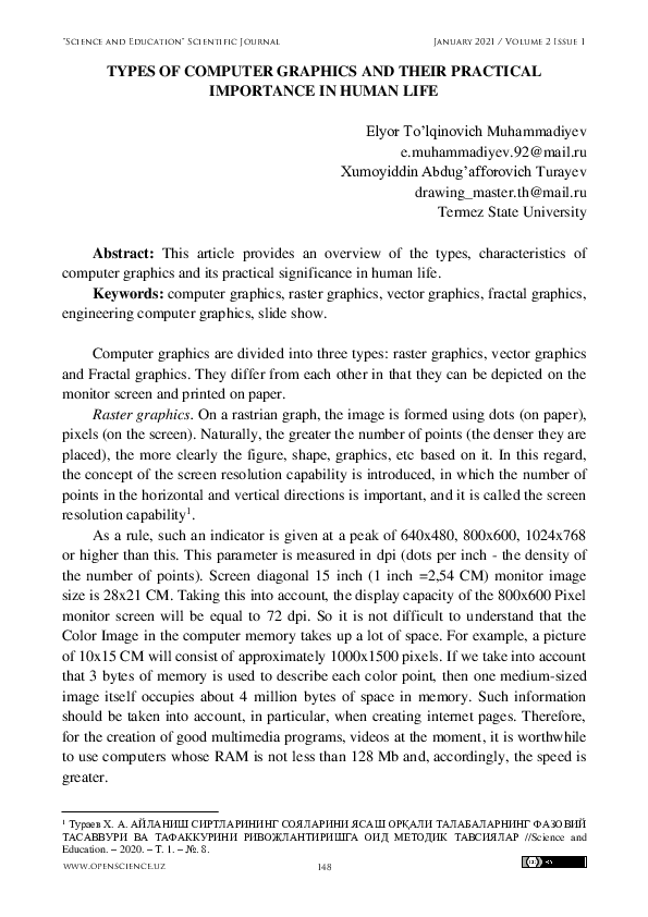 (PDF) Types of Computer Graphics and Their Practical Importance in Human Life