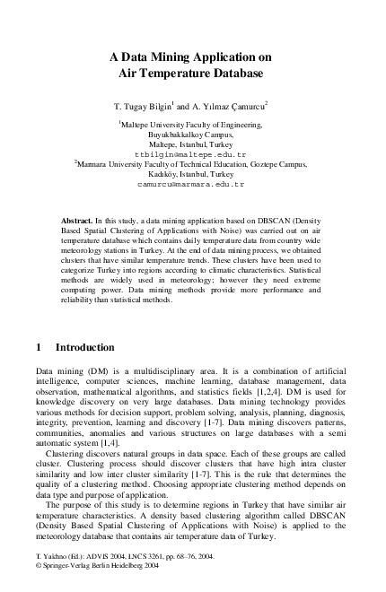(PDF) A Data Mining Application on Air Temperature Database