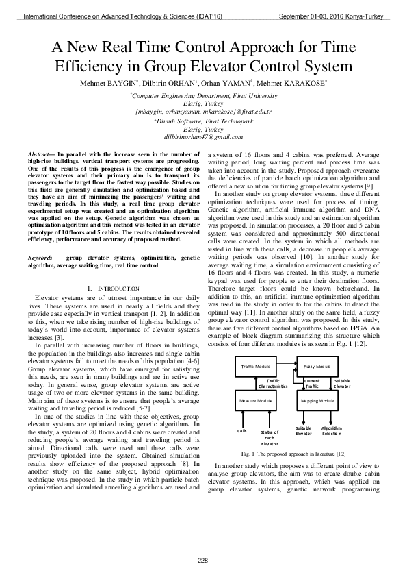 (PDF) A New Real Time Control Approach for Time Efficiency in Group Elevator Control System ...