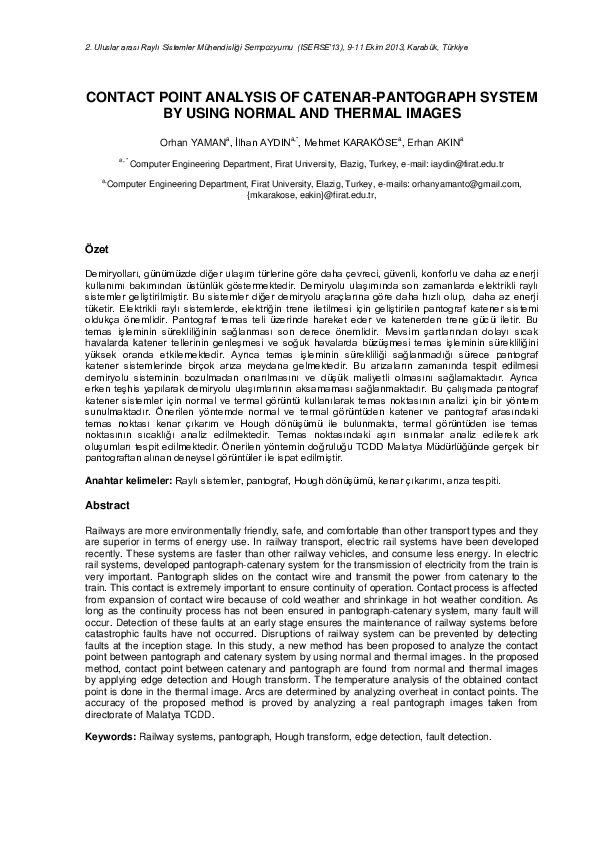 (PDF) Contact point analysis of catenary-pantograph system by using normal and thermal images