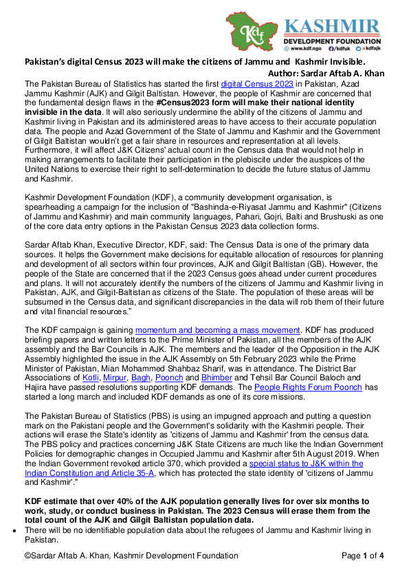 (PDF) Pakistan’s digital Census 2023 will make the citizens of Jammu ...