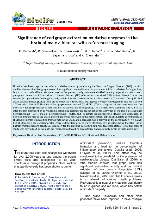 (PDF) Significance of red grape extract on oxidative enzymes in the ...
