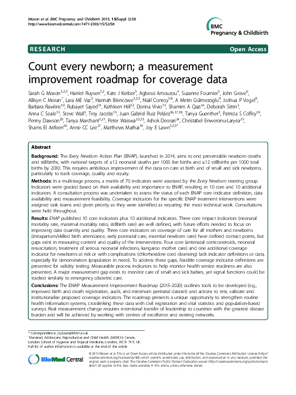 (PDF) Improving Newborn Coverage Data for ENAP