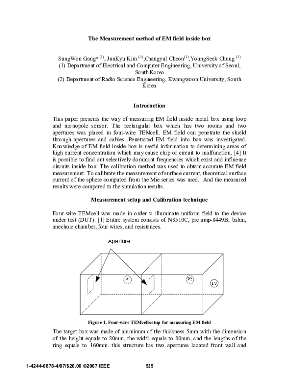 (PDF) The measurement method of EM field inside box
