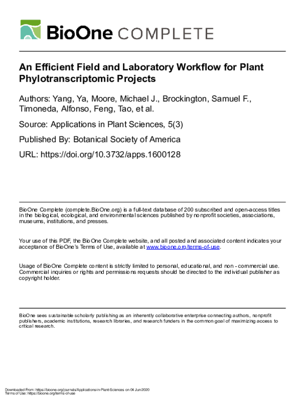 (PDF) An efficient field and laboratory workflow for plant ...
