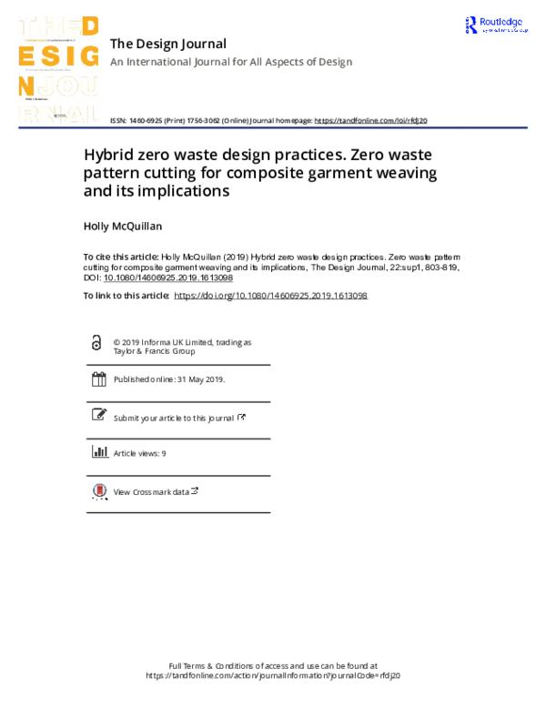 (PDF) Hybrid zero waste design practices. Zero waste pattern cutting ...