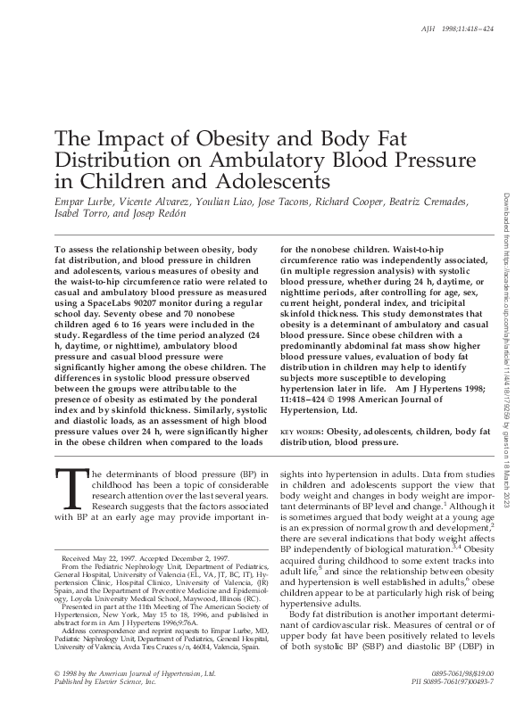 (PDF) The Impact of Obesity and Body Fat Distribution on Ambulatory ...