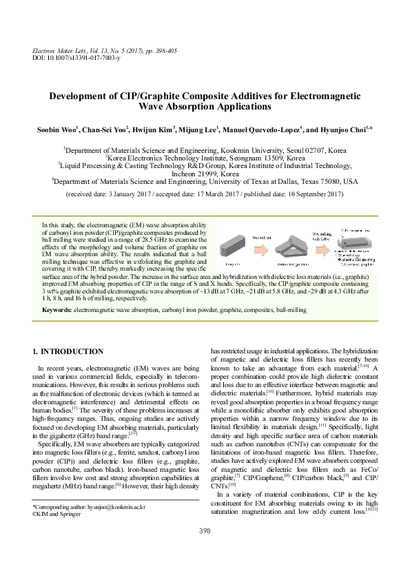 (PDF) Development of CIP/graphite composite additives for ...
