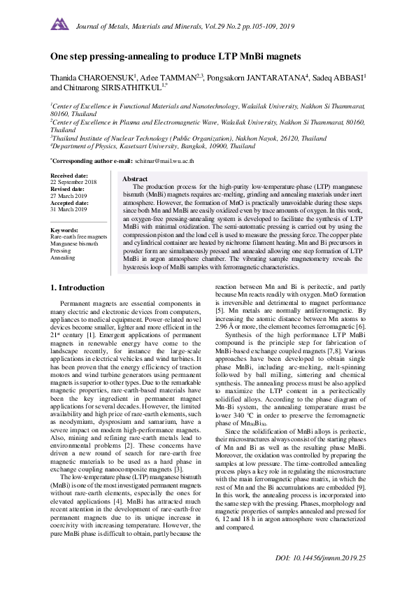 (PDF) Synthesis and Magnetic Properties of MnBi(LTP) Magnets With High ...