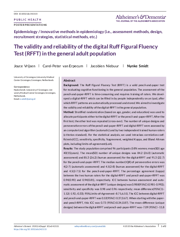 (PDF) The validity and reliability of the digital Ruff Figural Fluency ...