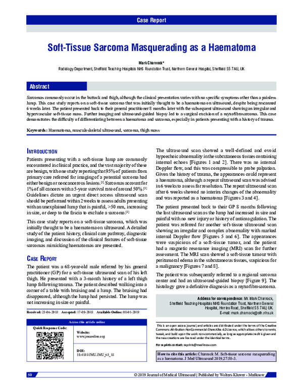 (PDF) Soft-tissue sarcoma masquerading as a haematoma