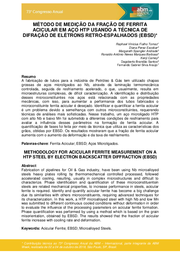 (PDF) Método De Medição Da Fração De Ferrita Acicular Em Aço HTP Usando ...