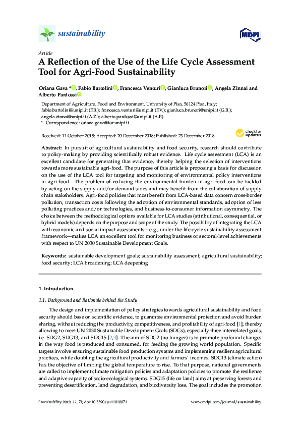 (PDF) A Reflection of the Use of the Life Cycle Assessment Tool for ...