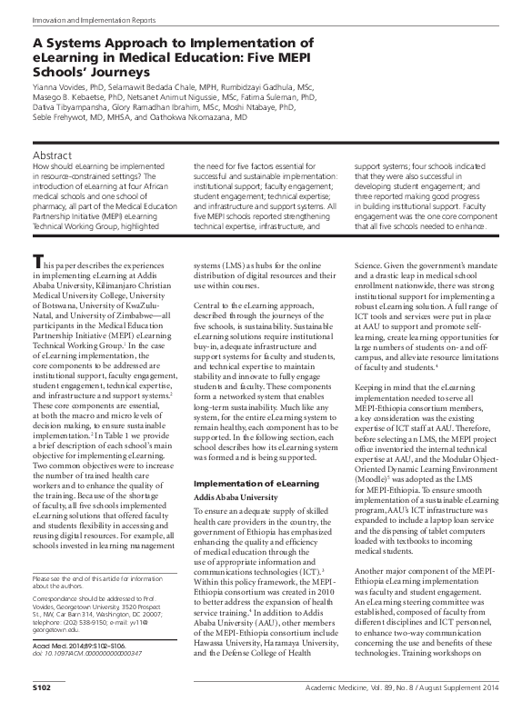 (PDF) A Systems Approach to Implementation of eLearning in Medical ...