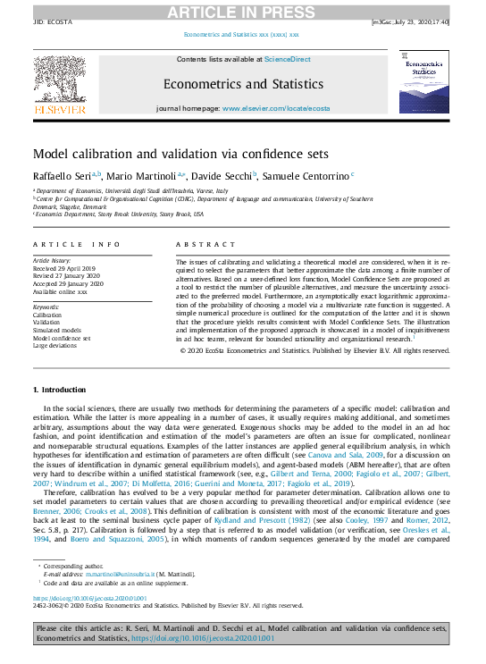 (PDF) Model calibration and validation via confidence sets