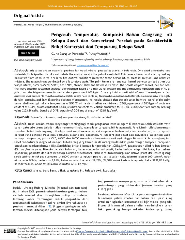 (PDF) Pengaruh Komposisi Dan Ukuran Partikel Terhadap Kualitas Briket Kulit Durian Dan Tempurung ...