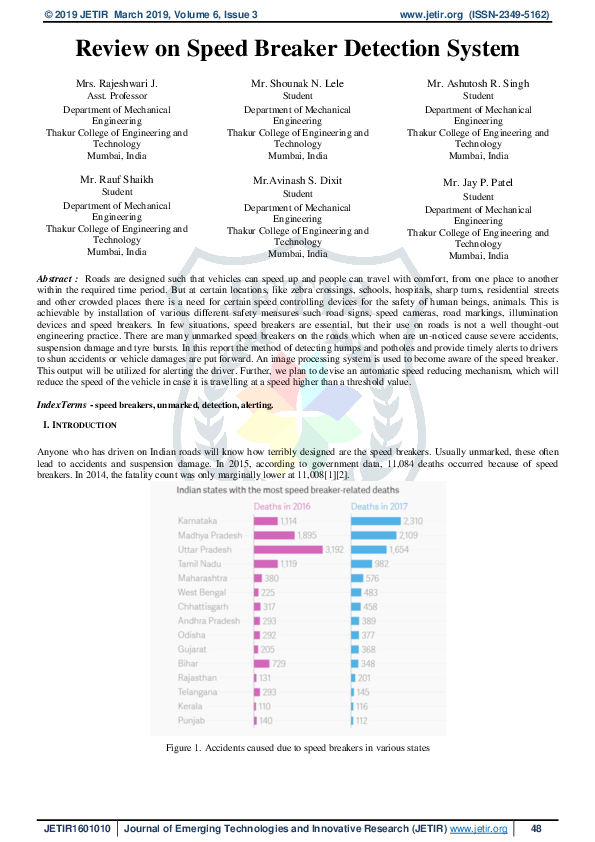 Pdf Review On Speed Breaker Detection System