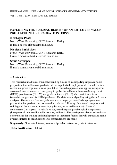 (PDF) Exploring the Building Blocks of an Employee Value Proposition ...