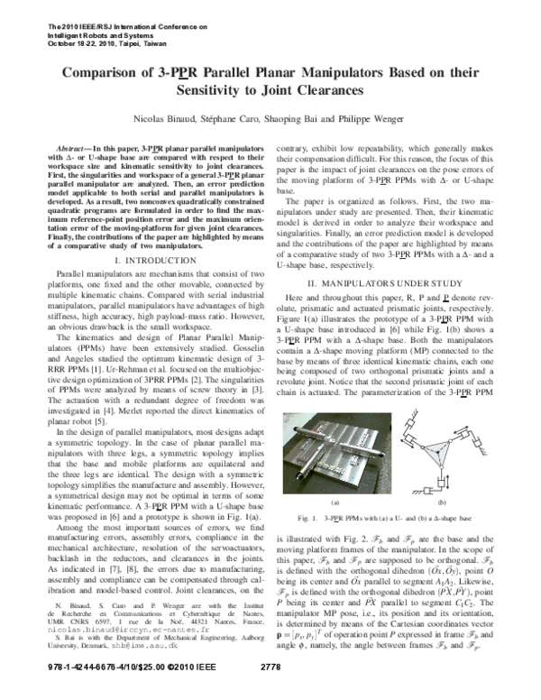 (PDF) Comparison of 3-PP̲R parallel planar manipulators based on their ...